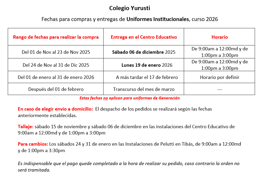 Categorías - Colegio Yurusti | Pelutti